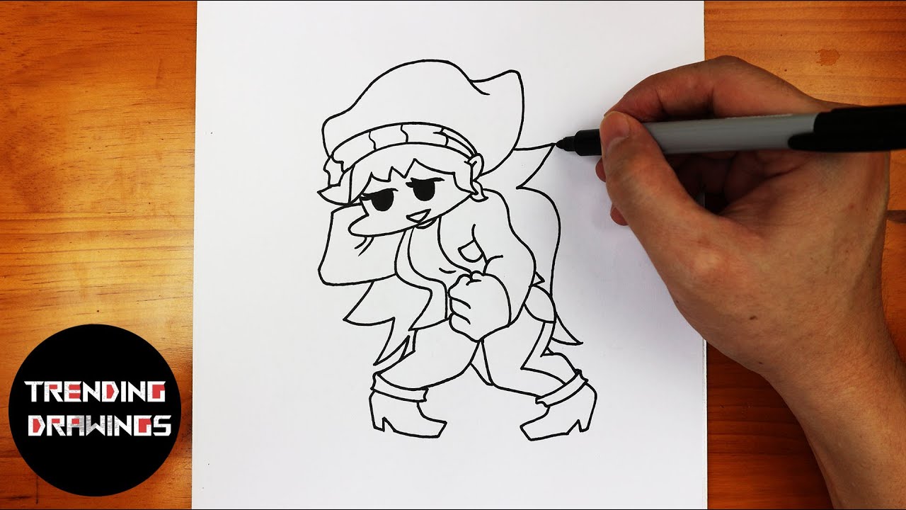 How To Draw FNF MOD Character - Lullaby GF Easy Step by Step - YouTube