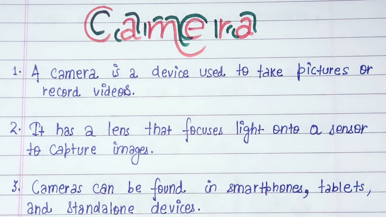 10 lines on Camera in English|Essay on Camera in English|Essay on ...