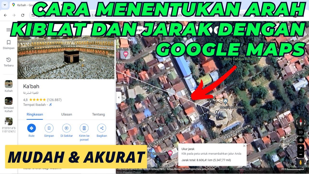 Cara Menentukan Arah Kiblat dan Jarak Titik Kita Sholat ke Ka'bah ...