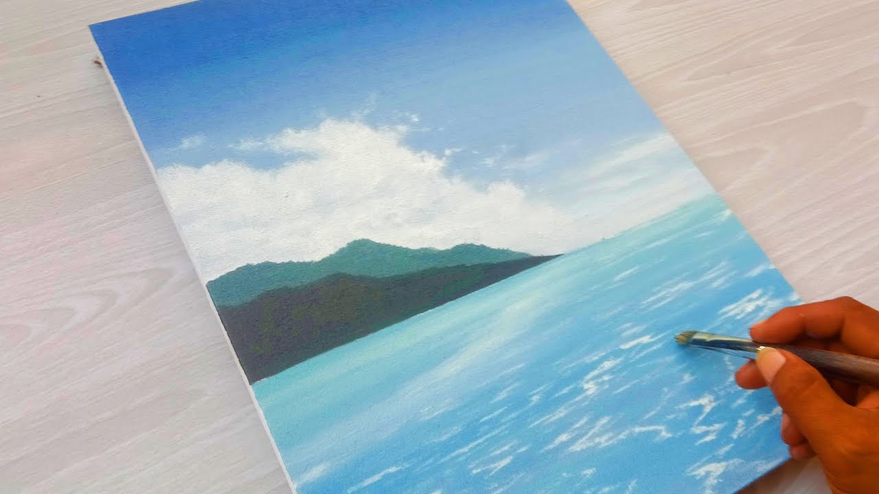 Seascape Acrylic Painting for Beginners || How to Draw a Sea || Easy ...