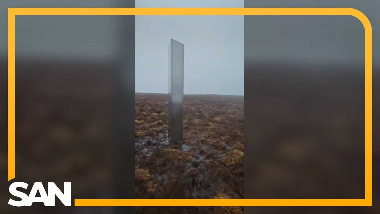 Mysterious steel monolith appears in Wales, baffling locals - YouTube