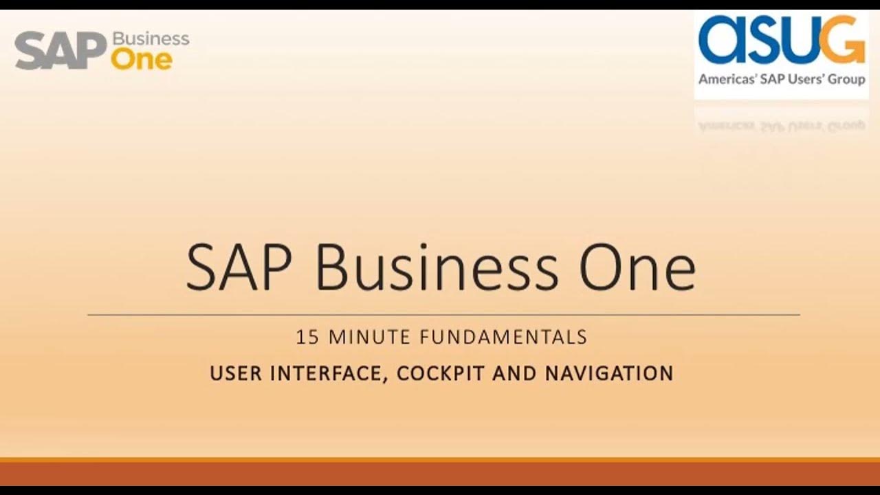15 Minute Fundamentals for SAP Business One - User Interface and ...