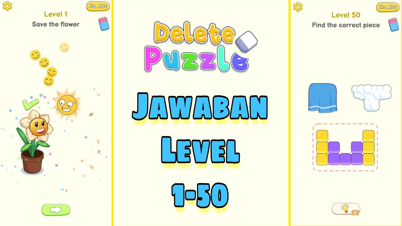 DELETE PUZZLE : ERASE ONE PART LEVEL 1-50 - YouTube