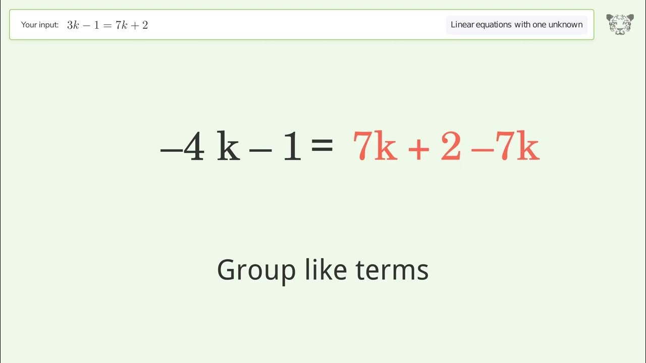 Linear Equation With One Unknown Solve 3k 1 7k 2 Step by step Solution linear-equation-with-one-unknown-solve-3k-1-7k-2-step-by-step-solution
