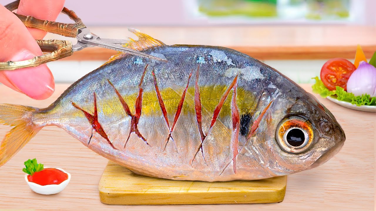 Yummy Miniature Grilled Fish with BBQ Sauce Idea in Mini Kitchen - ASMR ...