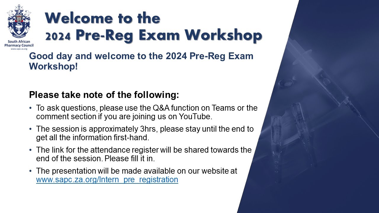Pre-registration Examination Workshop - YouTube