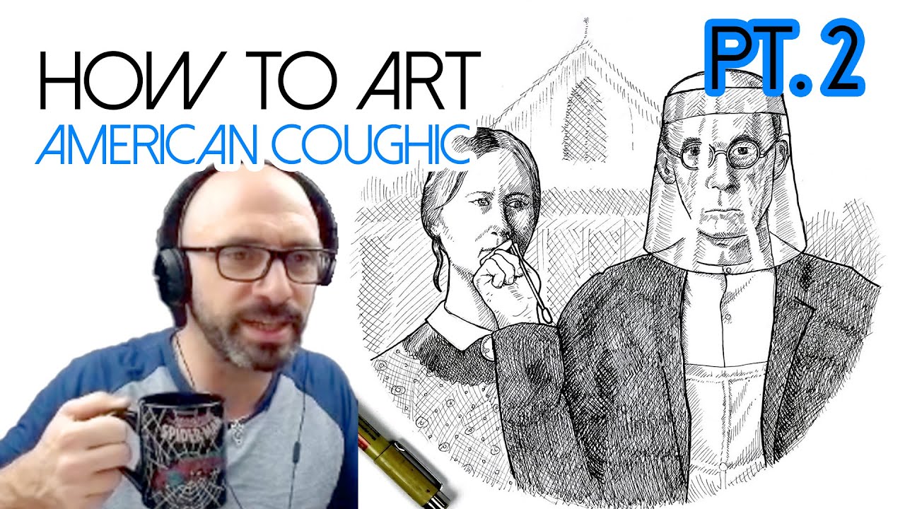 American Gothic - How to draw a Grant Wood inspired illustration - Pt 2 ...