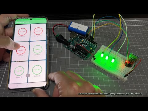Arduino HC-05: Bluetooth Smart Home Lighting Simulation w/UNO, LEDs, mBlock 5 + Android [Tutorial]