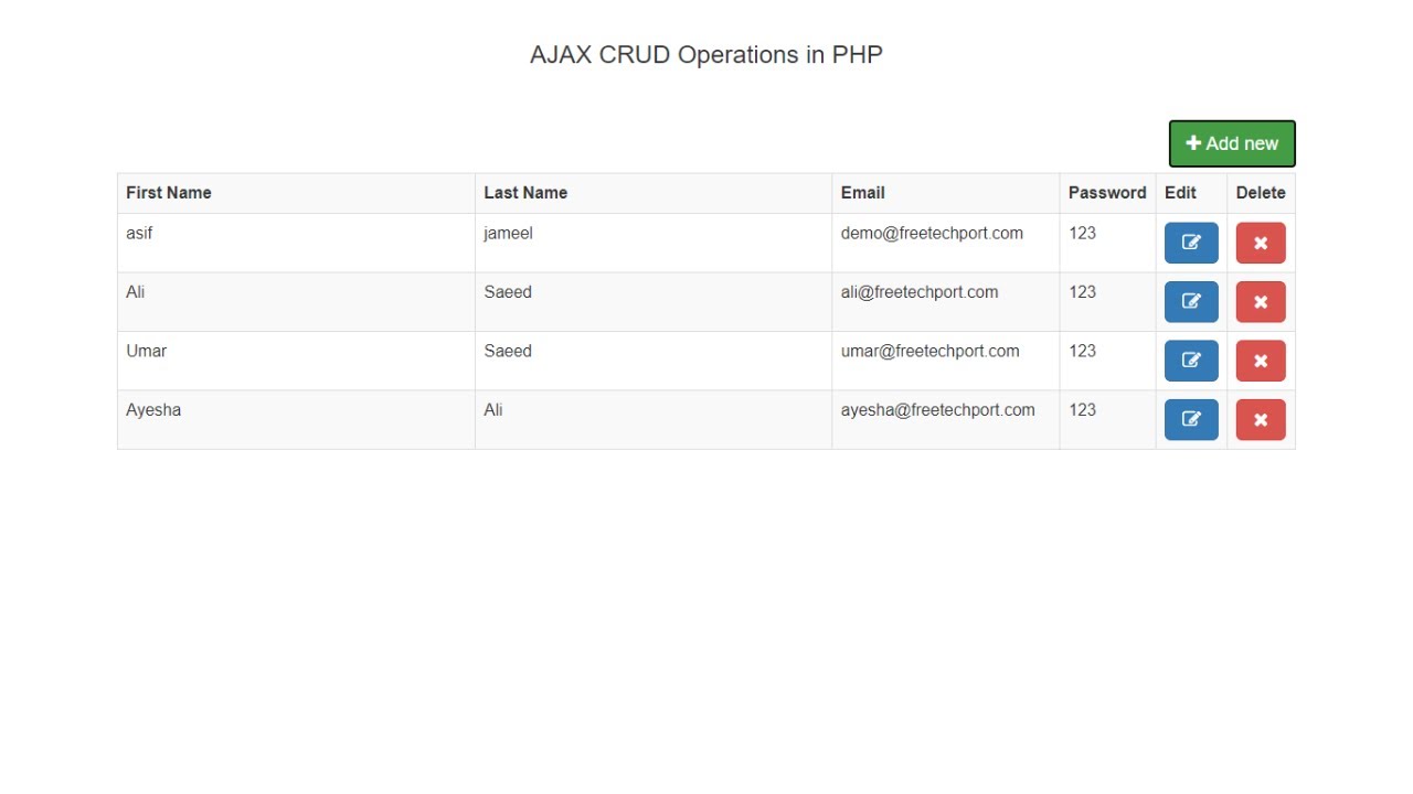 Php Ajax Crud Example With Source Code 2020 Freetechport Youtube