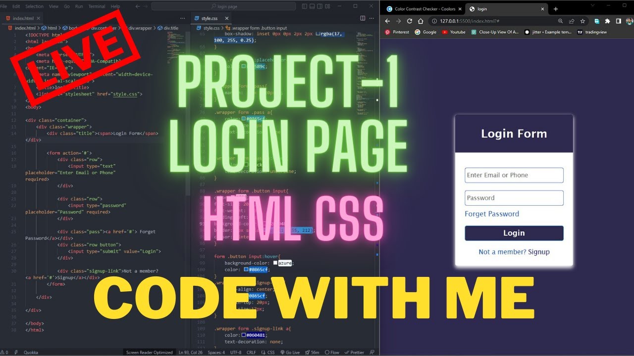 🔴 LIVE Project || Simple Login Page || - YouTube