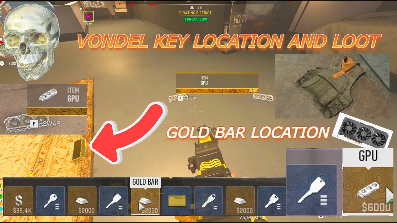 GUARENTEE GOLD BAR, GPU, TEMP VEST And VONDEL KEY LOCATION IN DMZ - YouTube