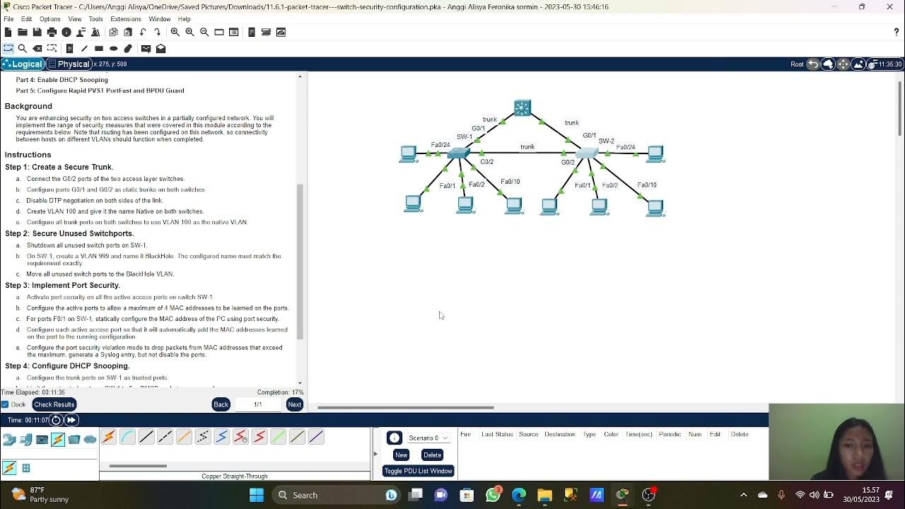 11 6 1 Packet Tracer Switch Security Configuration Youtube