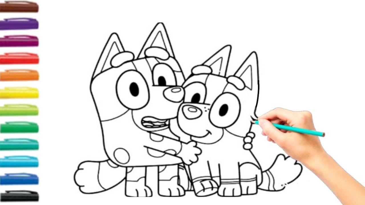 Easy Bluey and Bingo Drawing for Kids/How to Draw Bluey/Cute Bingo ...