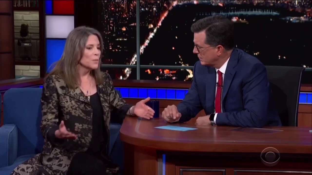 Marianne Williamson on Stephen Colbert - Soundbite on Peace and ...