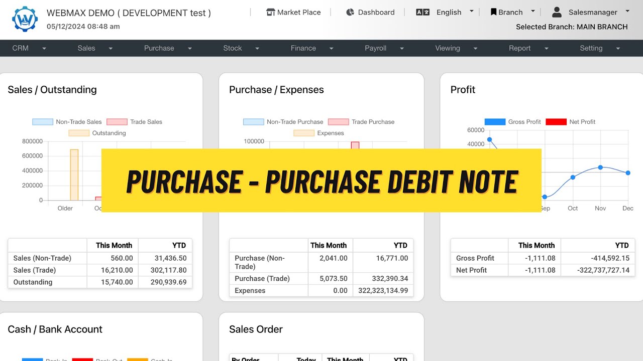 (ENG) Purchase - Purchase Debit Note (Webmax ERP System) (V3) - YouTube