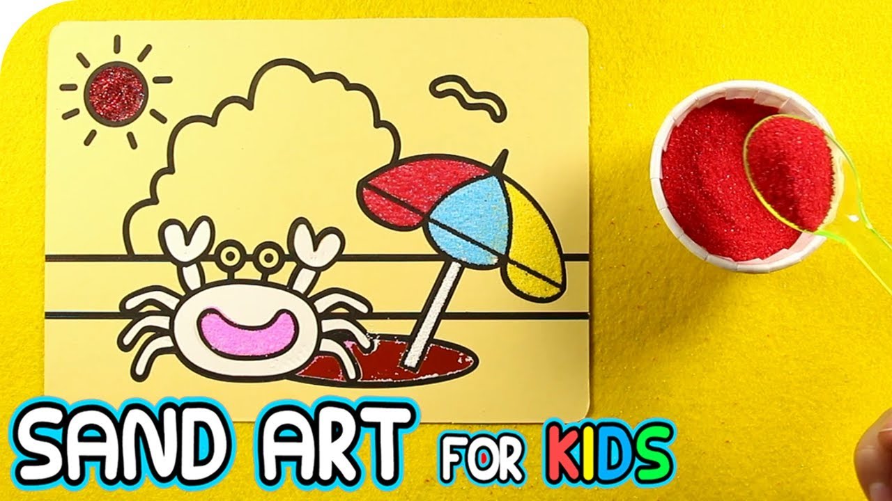 Crab on the Beach Sand Painting Art for Kids - YouTube