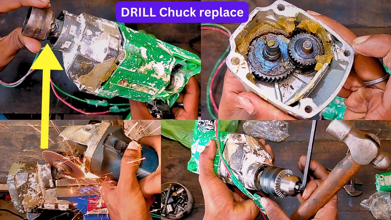 DU10 drill machine chuck change // how to change 13mm drill machine ...