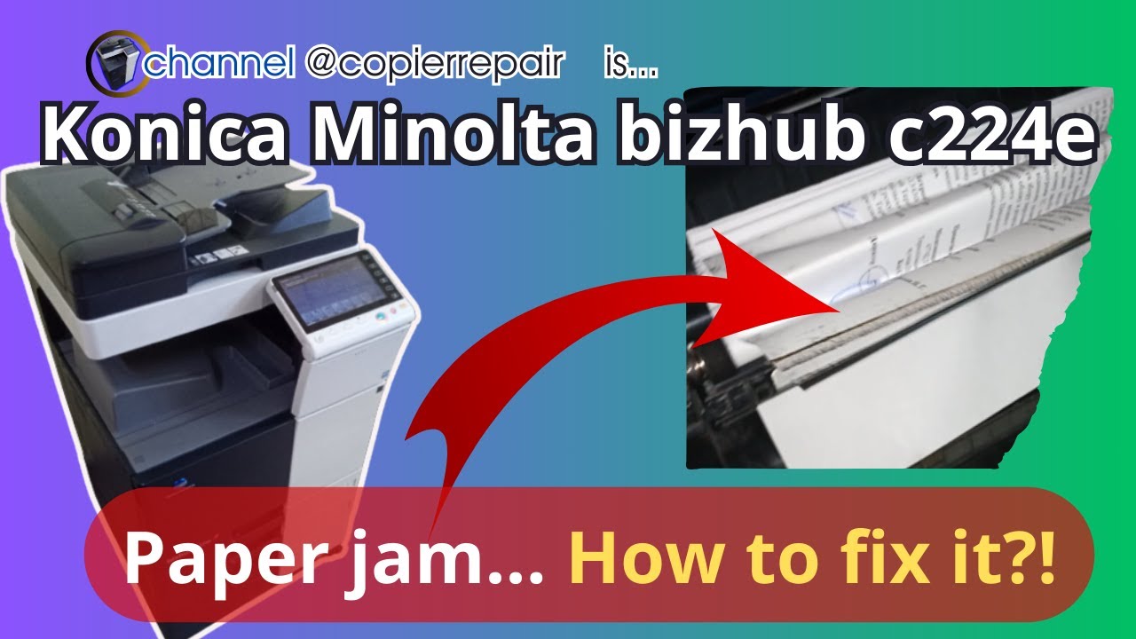 Paper jammed in Konica Minolta bizhub c 224e. What to do? - YouTube