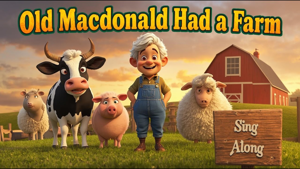 Old MacDonald Had a Farm Sing Along (3D ANIMATION) | Nursery Rhyme ...