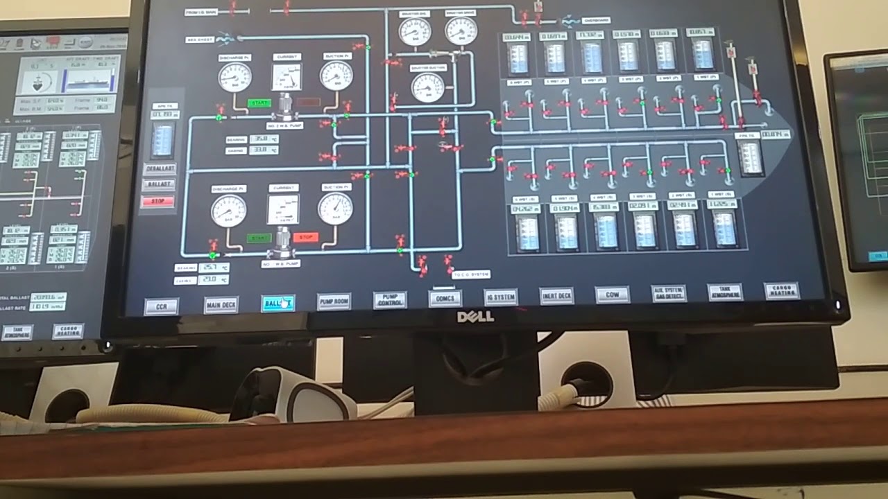 Oil tanker ship ballast operations and line up - YouTube