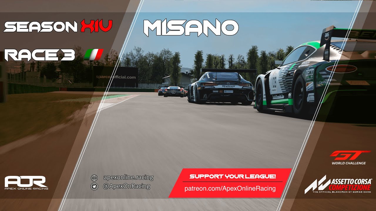 Saxondale 76 ACC APEX AOR T6 R3 Misano Tuesday Race Night - YouTube