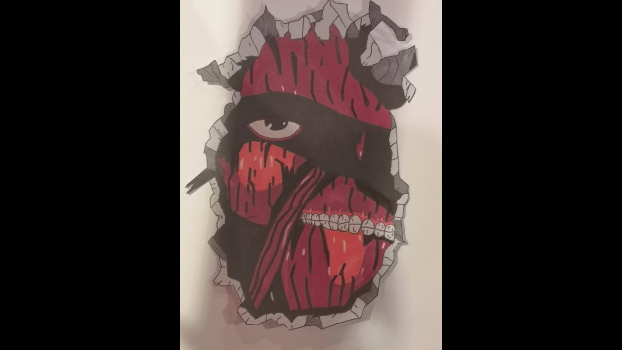 Dessin d'un Titan qui sort du mur (SNK) - YouTube
