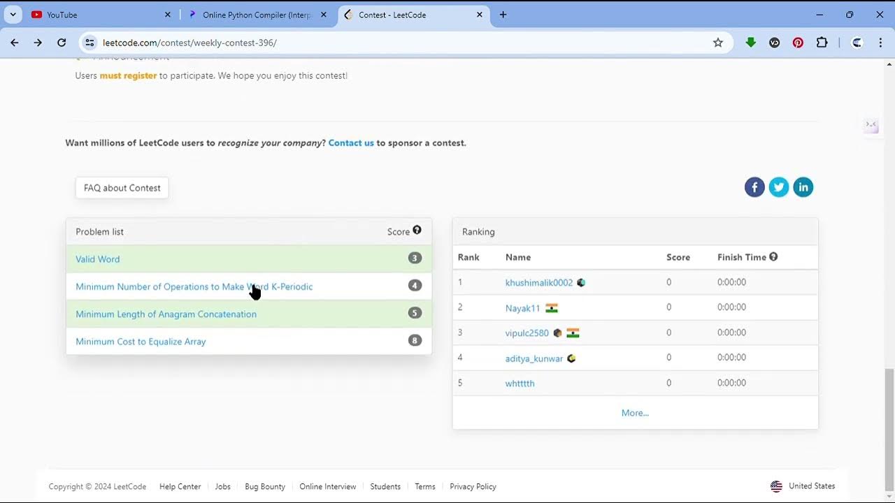 LEETCODE Weekly Contest 396 SOLUTION | ALL SOLUTION ||ALL CODE ...