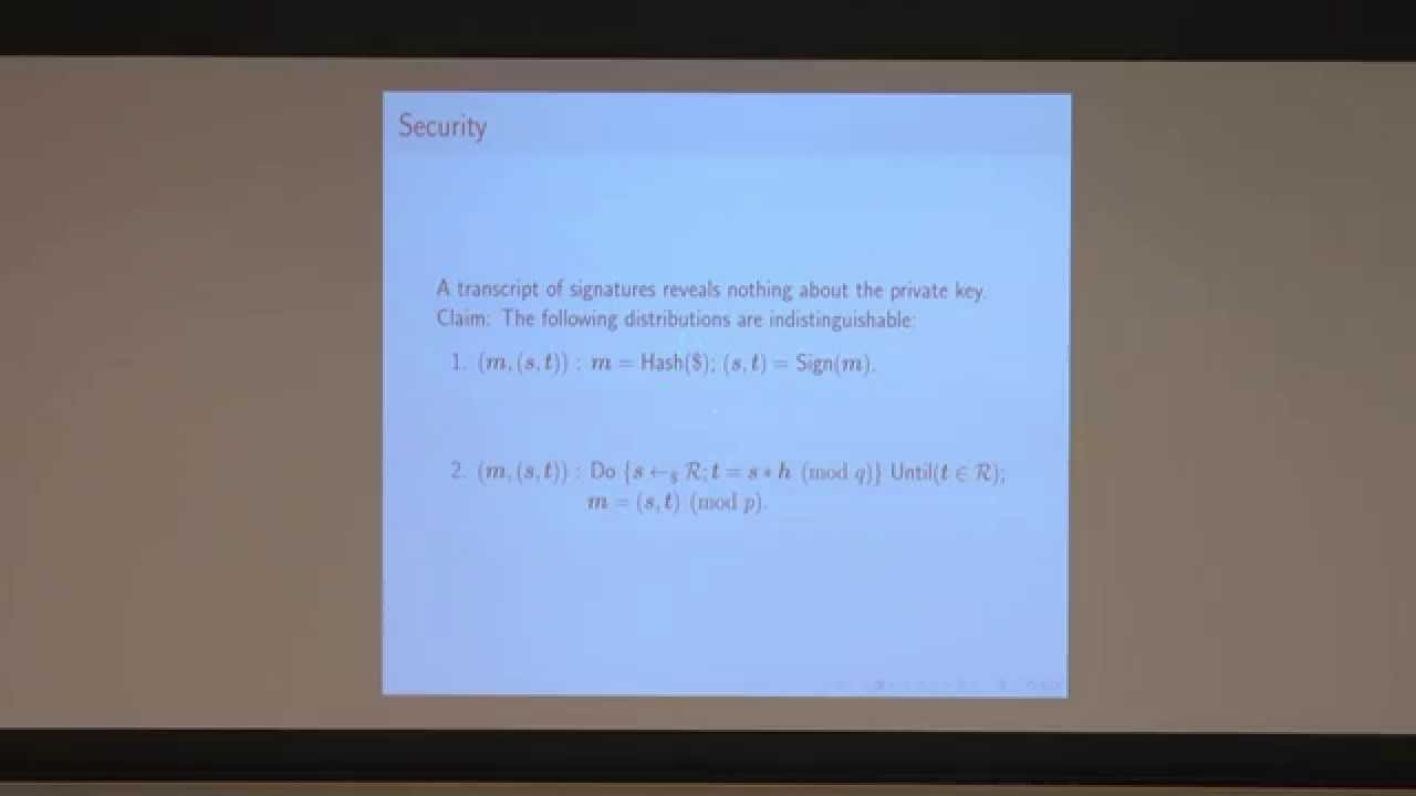 John Schanck - Transcript Secure Signatures Based on Modular Lattices ...