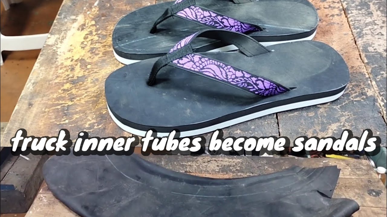 Making sandals from truck inner tubes - YouTube