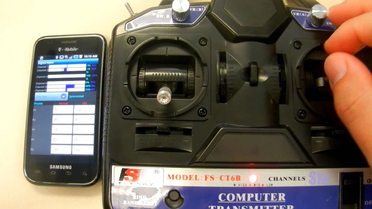 fs-ct6b 6th channel rc transmitter working with Android phone via ...