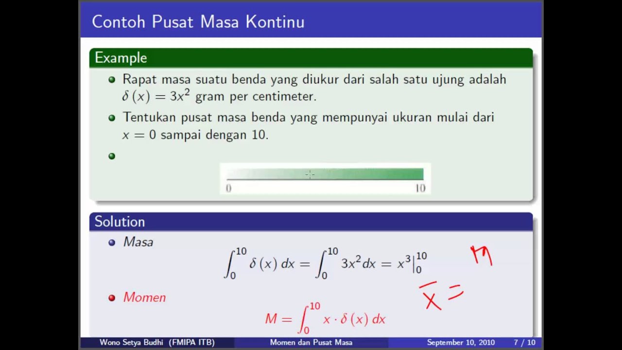 Kalkulus Wono: Momen dan Pusat Masa Integral 1 Variabel - YouTube