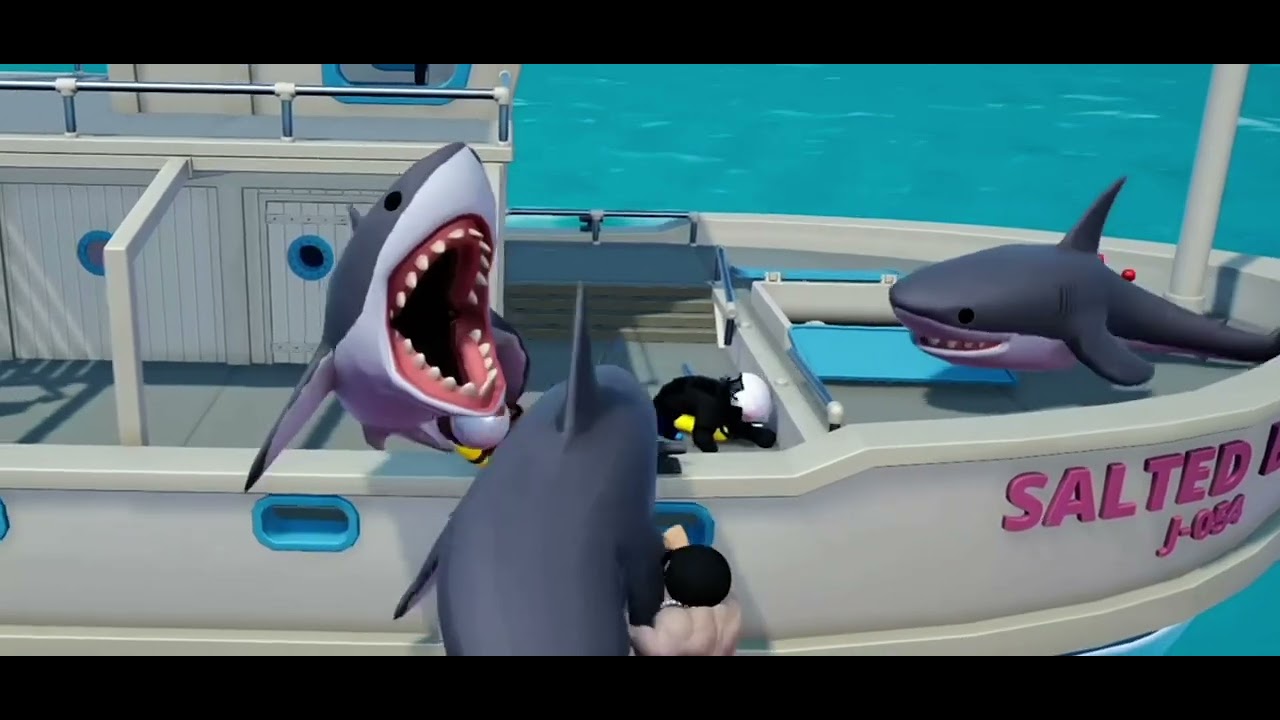 We captured a shark! (Gang beasts) - YouTube