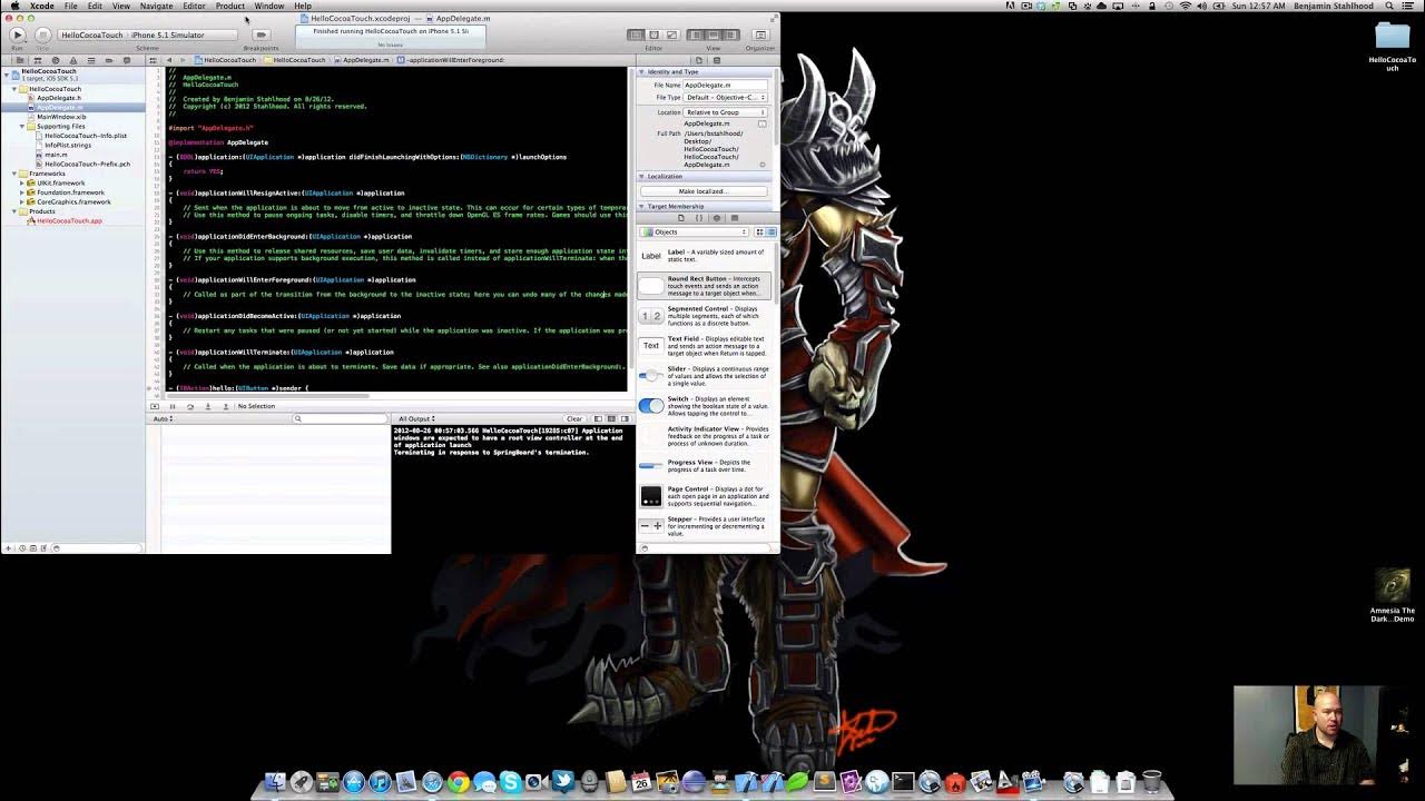 iOS SDK Hello Cocoa Touch and UIView Updated Xcode 4.4.1 - YouTube