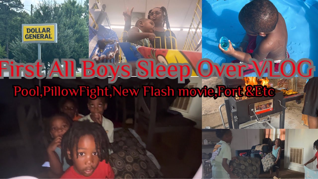 First All Boys Sleepover Vlog|Pool,Pillow fight, New Flash Movie,Fort ...