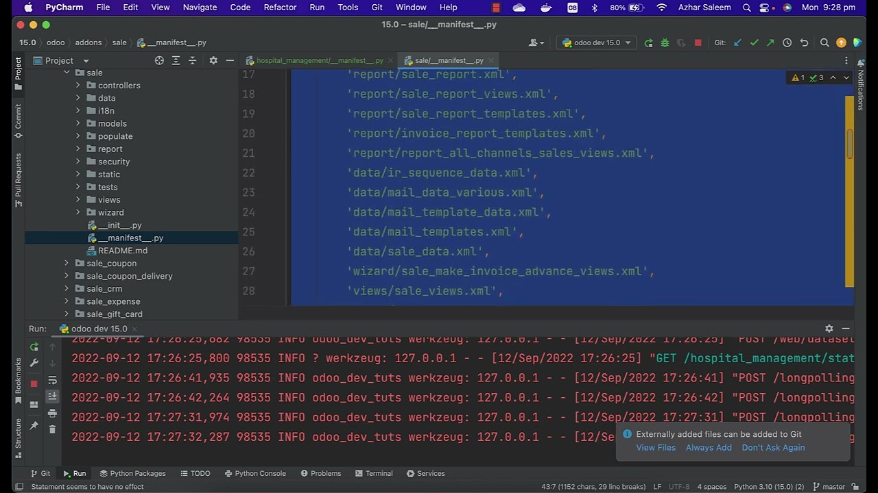 Manifest file in ODOO 15 module development - YouTube