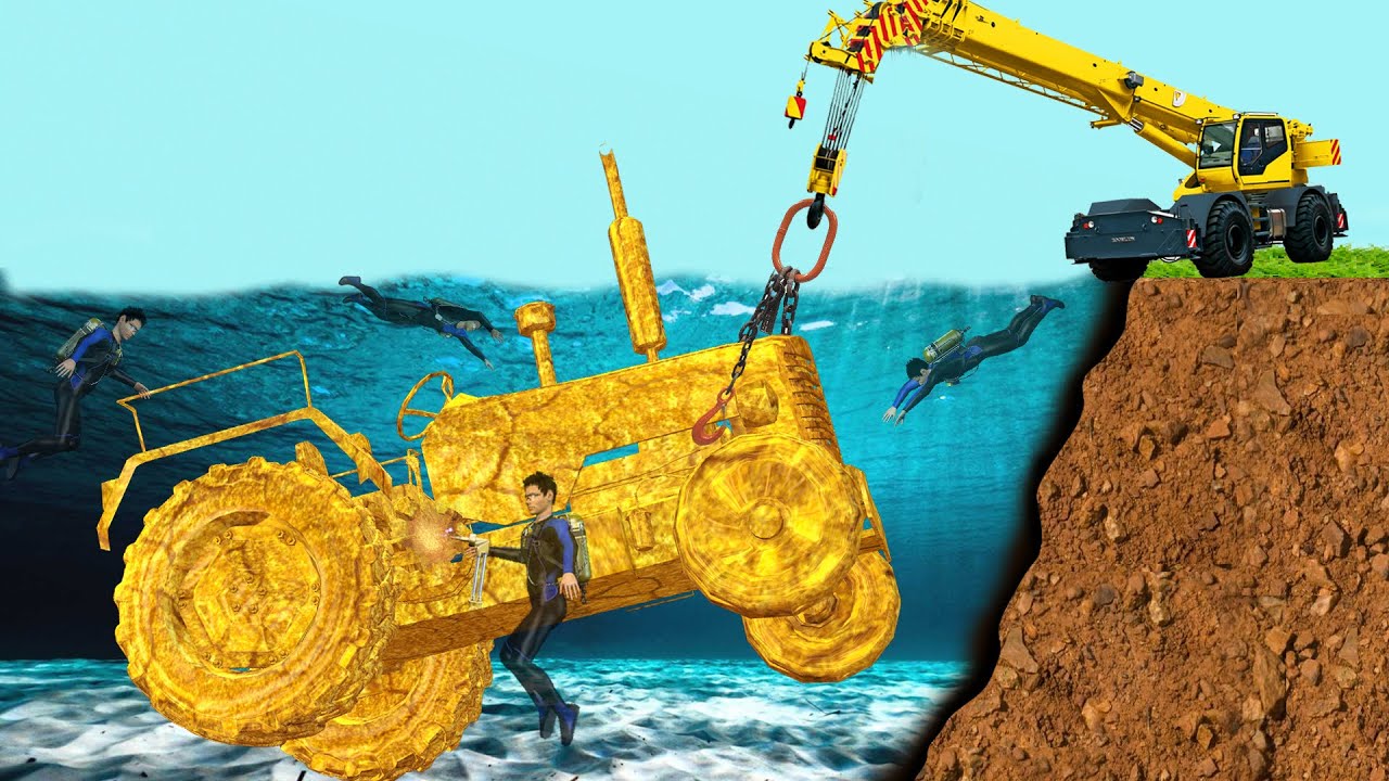 पानी के नीचे सुनहरा ट्रैक्टर मरम्मत Underwater Golden Tractor ...