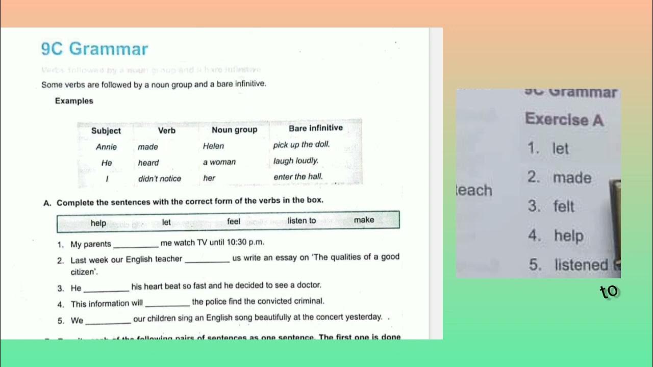 9C. Grammar (Exercise A&B) - YouTube