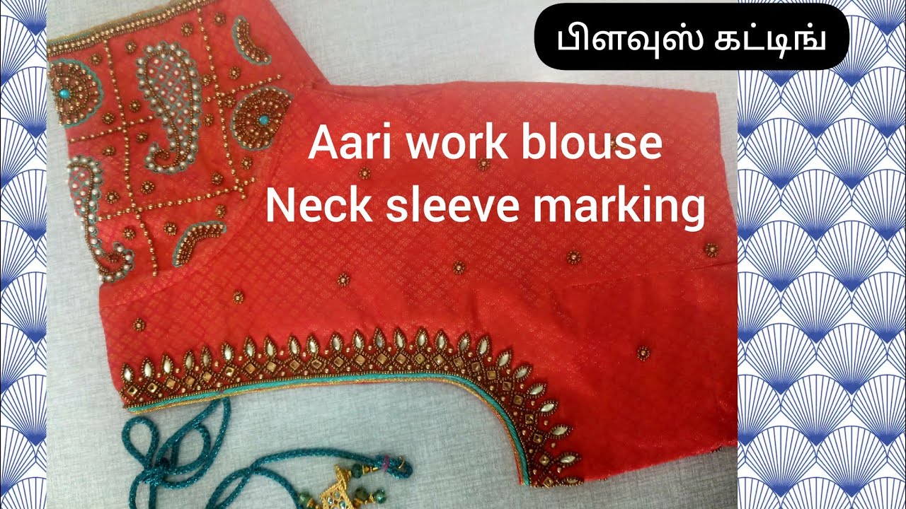 blouse cutting Aari work blouse Neck sleeve marking Beginners easy ...