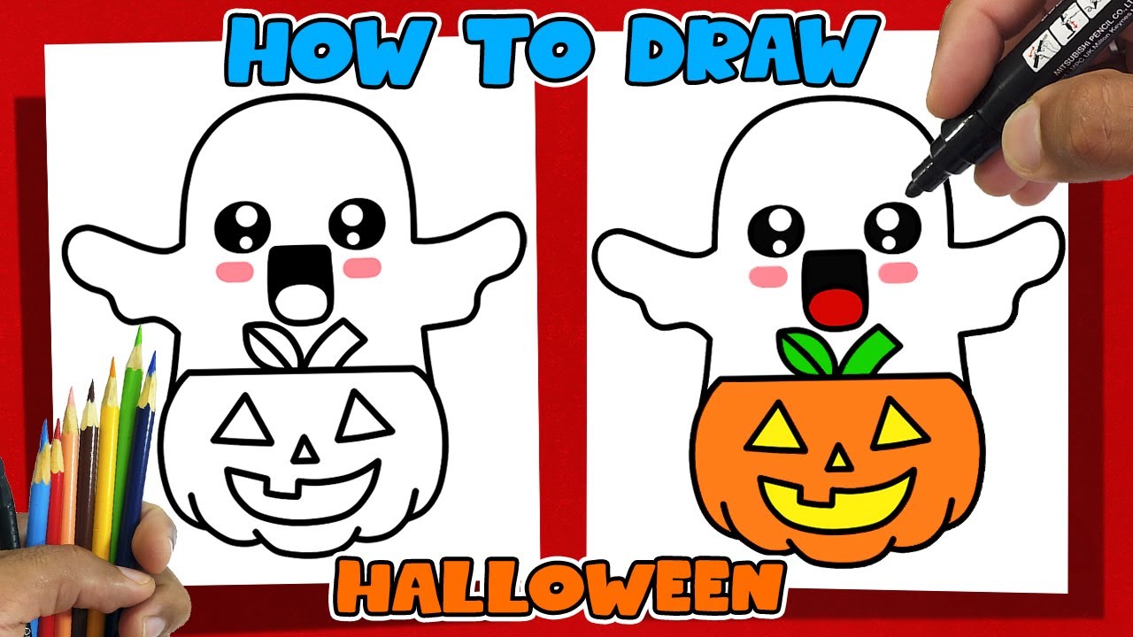 How To Draw Pumpkin And Ghost 🎃HALLOWEEN 🎃 - YouTube