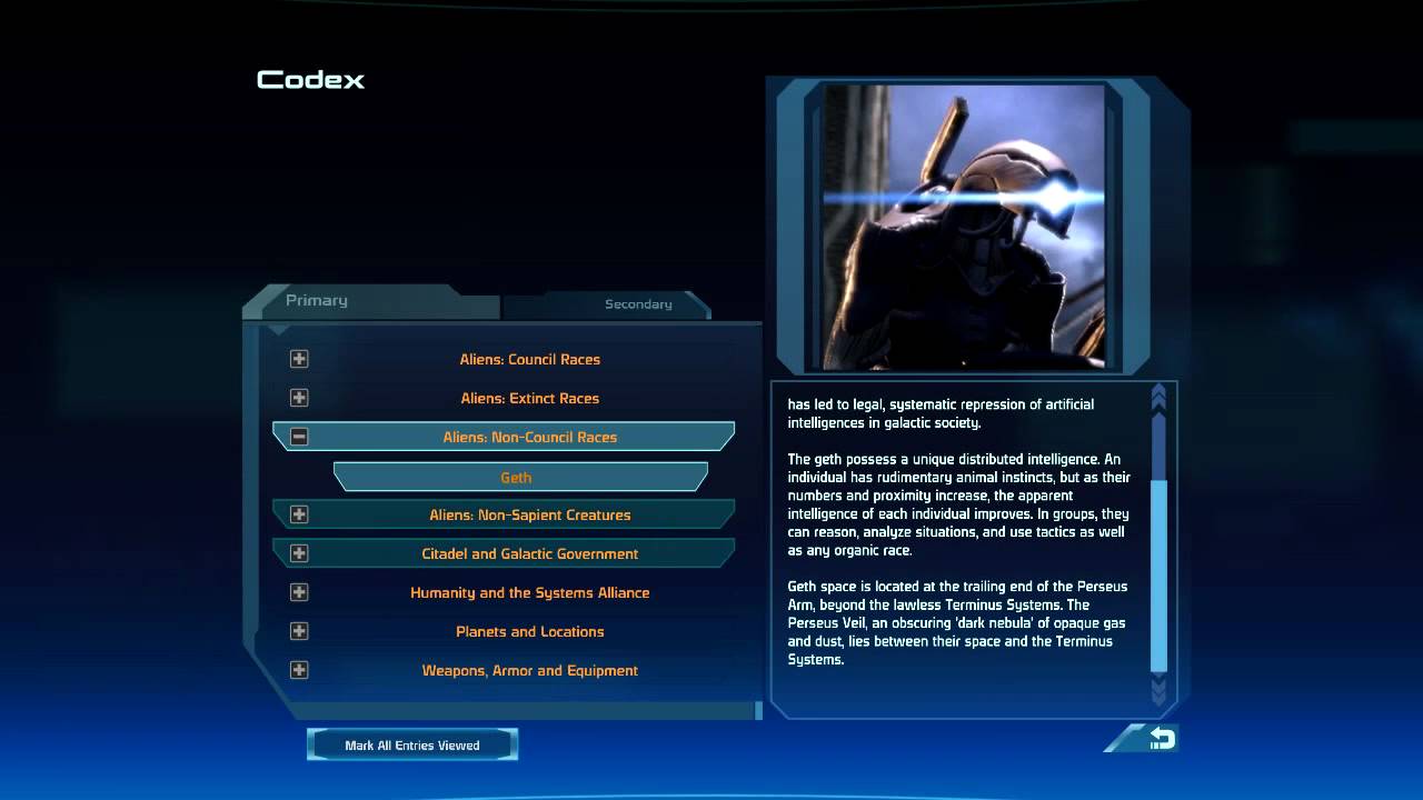 Mass Effect Codex Entry 2: "The Geth" - YouTube