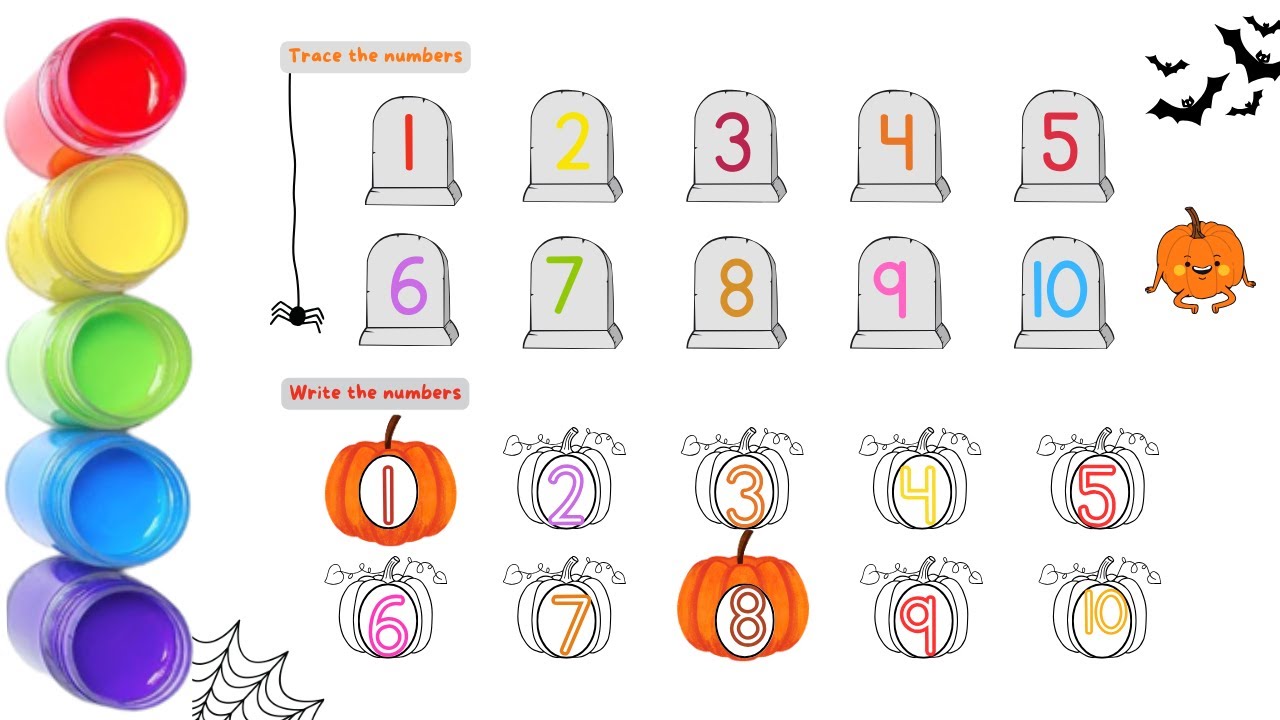 12345 Counting numbers 1 to 10, tracing numbers 1 to 10, writing ...