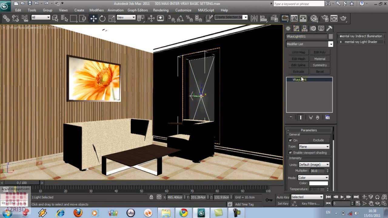 3DS MAX Vray Light and Camera Setting for a Living Room dworld azamgarh ...