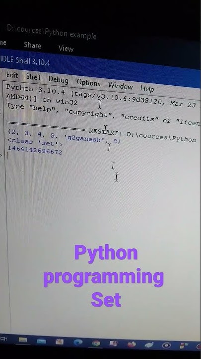 Python Programming Sets Code Example Udahran Youtube