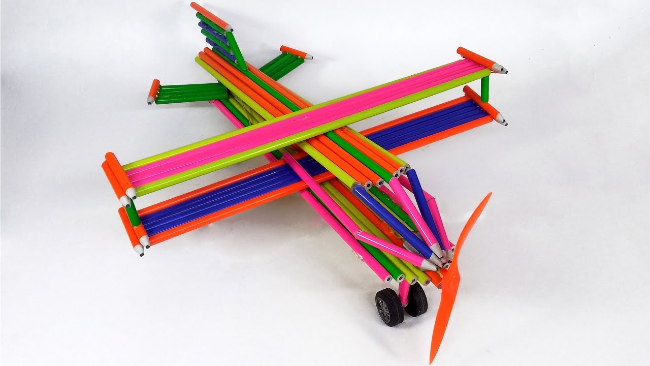 How to Make a Pencil Airplane - Make with Colored Pencils - YouTube