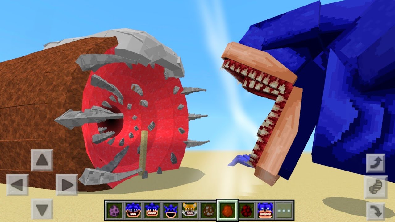 Shin Sonic vs Sand Worm in Minecraft PE - YouTube