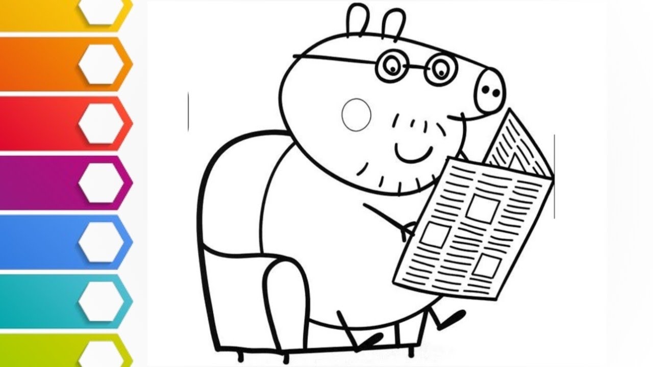 how to draw dad peppa pig 🐷l peppa pig drawing l colorful 💚💜 drawing l ...