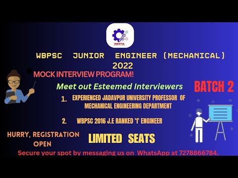 WBPSC JUNIOR ENGINEER MECHANICAL INTERVIEW GUIDANCE PROGRAM - YouTube