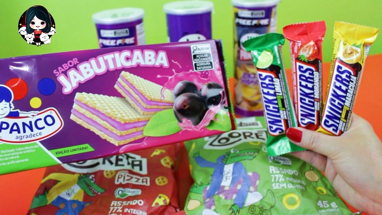 WAFER JABUTICABA, Pringles FREE FIRE, Cheddar e Bacon, Salgadinha ...