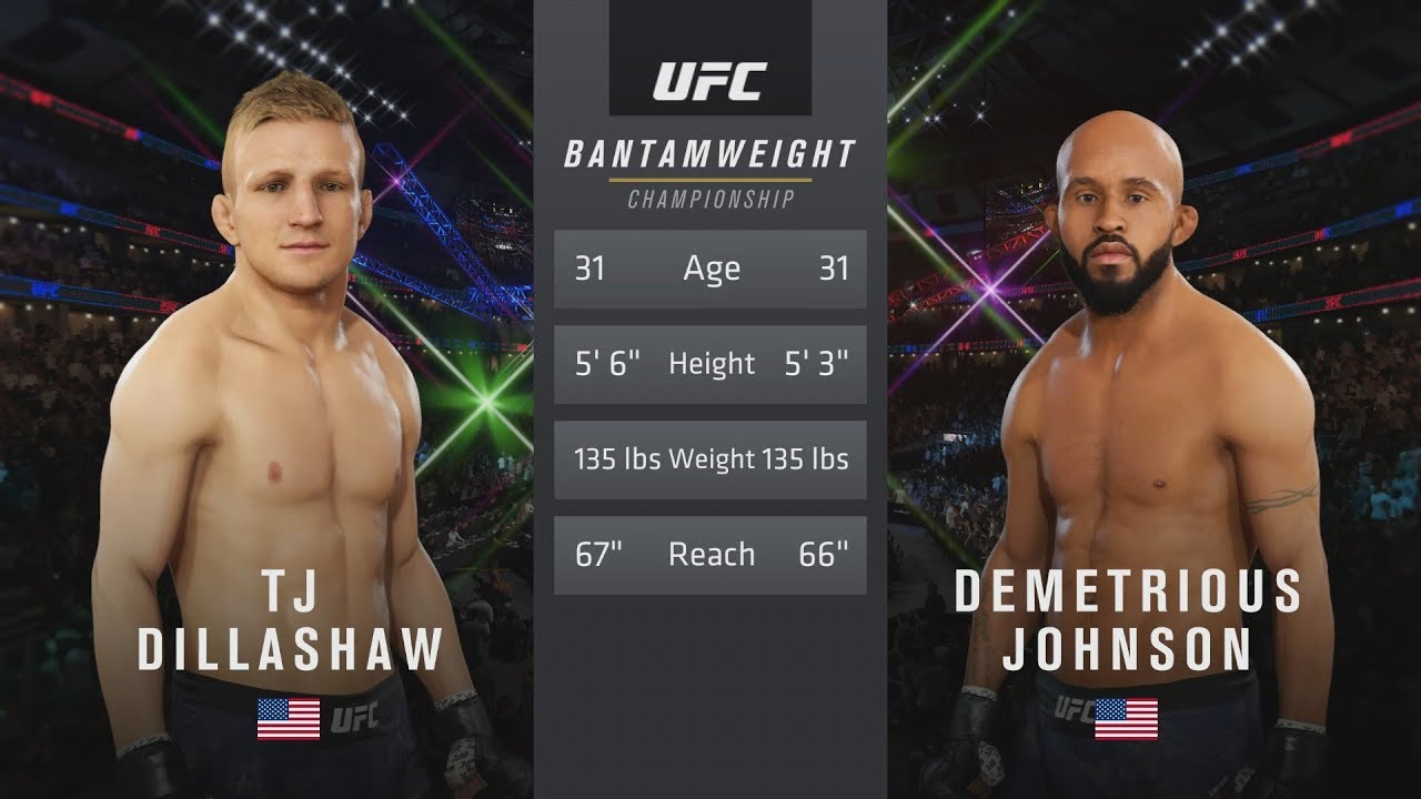 T.J. Dillashaw vs Demetrious Johnson Full Fight EA Sports UFC 3 ...