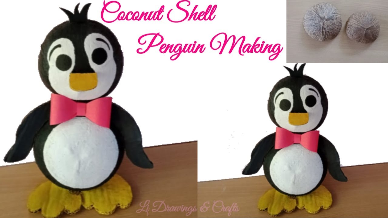 Coconut Shell Craft Ideas\Penguin Making from Coconut Shell\Coconut ...